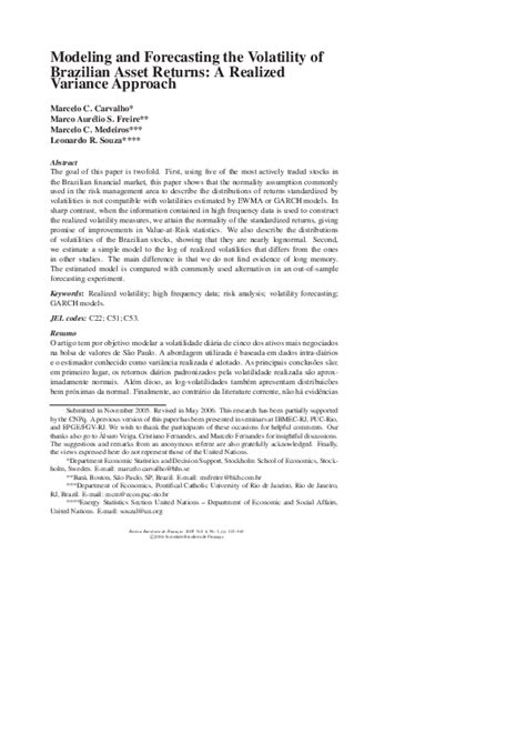 Pdf Modeling And Forecasting The Volatility Of Brazilian Asset