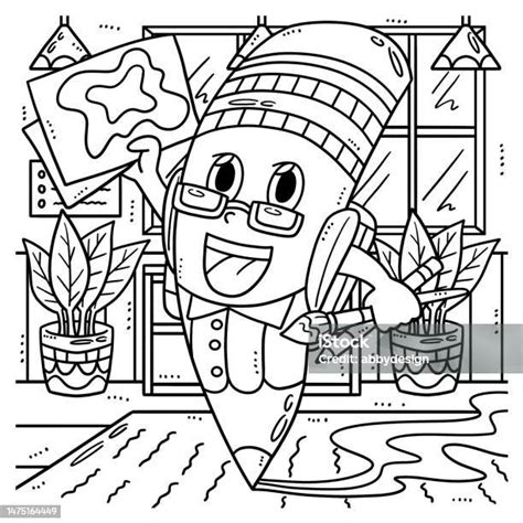 아이들을 위한 학교로 돌아가기 거대한 연필 색칠하기 페이지 공부에 대한 스톡 벡터 아트 및 기타 이미지 공부 교사 교육 관련 직업 교습 Istock