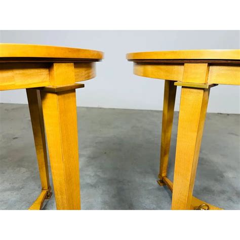 Neoclassical Gueridon Side Parquetry Tables By Andre Arbus For Baker