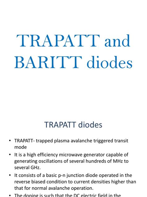 Trapatt And Baritt Diodes Pdf Diode Pn Junction
