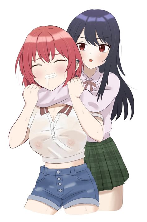 Rule 34 2girls Artist Request Brown Hair Catfight Choke Hold Choking Clothed Drooling Ear