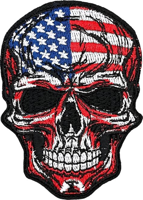 Usa Flag Skull Iron On Patch 212 X 295 Embroidered