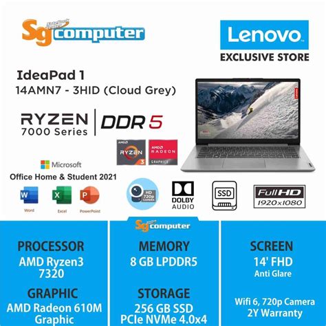 Jual Lenovo IDEAPAD IP1 3HID AMD Ryzen3 7320 8GB 256GB SSD 14FHD WIN11 OHS Shopee Indonesia