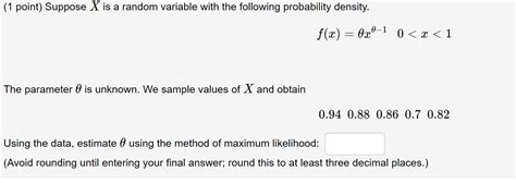 Solved 1 Point Suppose X Is A Random Variable With The Chegg Com