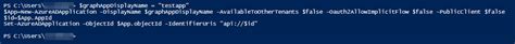 Powershell Invalididentifieruri On Creating Aad Application Stack Overflow