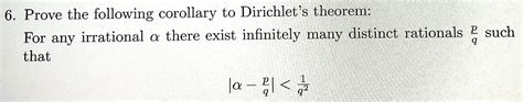 Solved 6 Prove The Following Corollary To Dirichlets