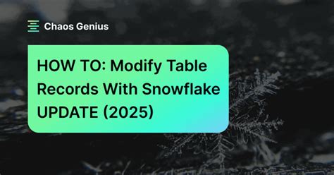 How To Edit Table Records With Snowflake Update 2025