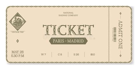Vintage Train Ticket Stock Illustrations 2698 Vintage Train Ticket
