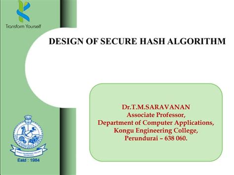 Design Of Secure Hash Algorithmsha Ppt