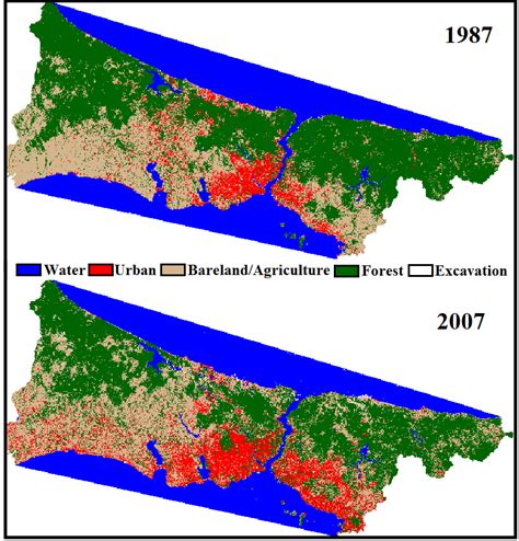 Supervised Classification Results Of 1987 And 2007 Dated Landsat Tm