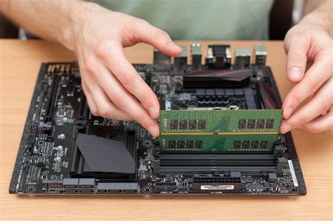 Installing Random Access Memory Into PC Stock Photo Image Of Micro