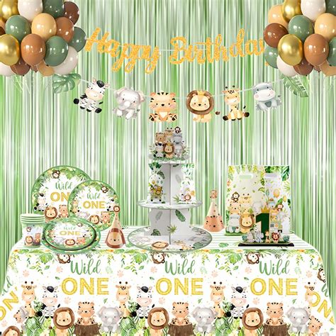 Wild One Jungle Safari Theme Party Decorations Safari Balloons Banner