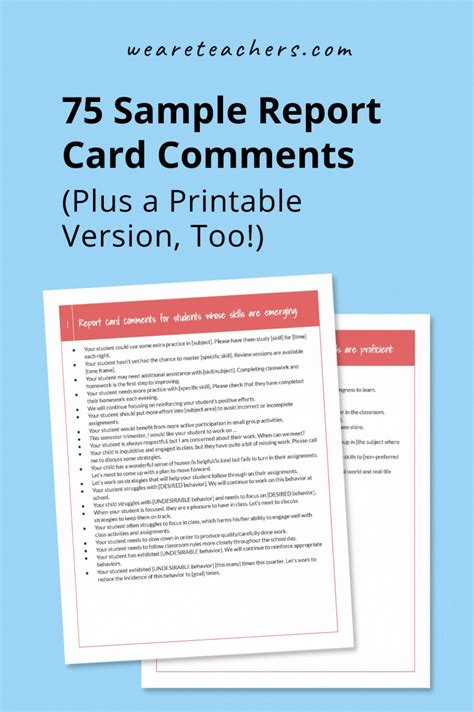 90 Quick Report Card Comments For Kindergarten Artofit
