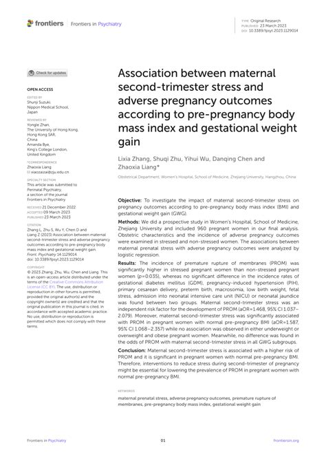 Pdf Association Between Maternal Second Trimester Stress And Adverse