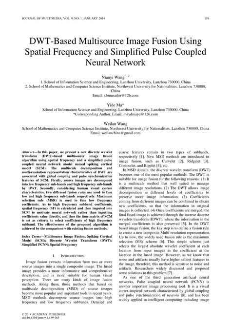 Pdf Dwt Based Multisource Image Fusion Using Spatial Frequency And