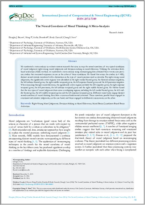 Pdf The Neural Correlates Of Moral Thinking A Meta Analysis