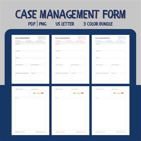 Case Management Form I 3 Color Bundle I Client Documentation I Case Manager Notes I Social