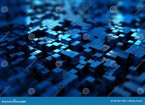 Dark Blue Abstract Background Made Of Pixels Generative AI Stock Illustration Illustration Of