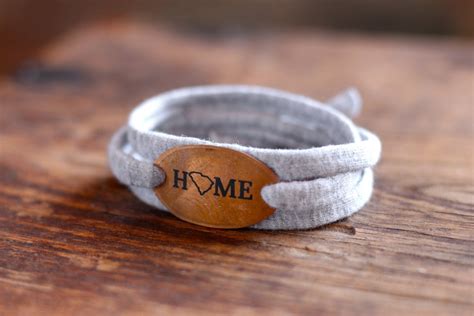 Custom State Cloth Wrap Bracelet Home State Jewelry Long Distance