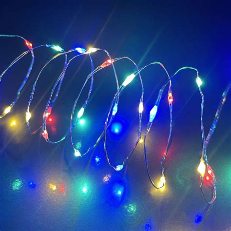 Micro Led String Lights 60 Bulbs Silver Wire Multi Color 97 Ft