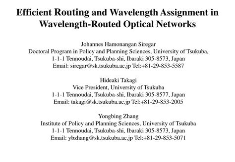 Ppt Efficient Routing And Wavelength Assignment In Wavelength Routed