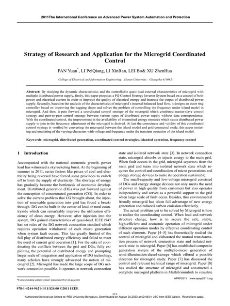 Strategy Of Research And Application For The Microgrid Coordinated Control Pdf Distributed