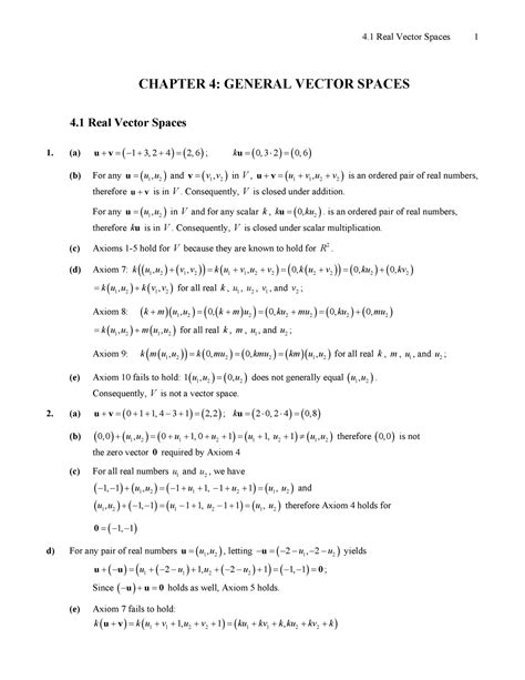 Elementary Linear Algebra Ch04 4 Real Vector Spaces 1 Chapter 4 General Vector Spaces