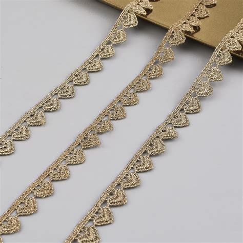 Urroma Gold Heart Lace Trim 5 Yards Gold Lace Gold