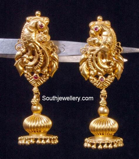 Peacock Gold Jhumkas Indian Jewellery Designs