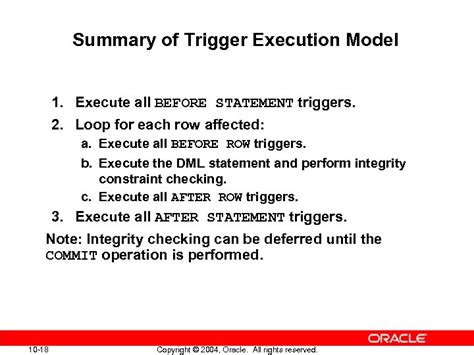 Creating Triggers Copyright Oracle All