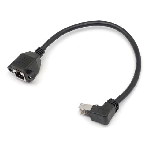 Benevo 可鎖上彎型 30cm Cat6遮蔽十字隔離 Rj45接頭延長線公對母母頭帶螺絲孔 Bcat60030muf可鎖