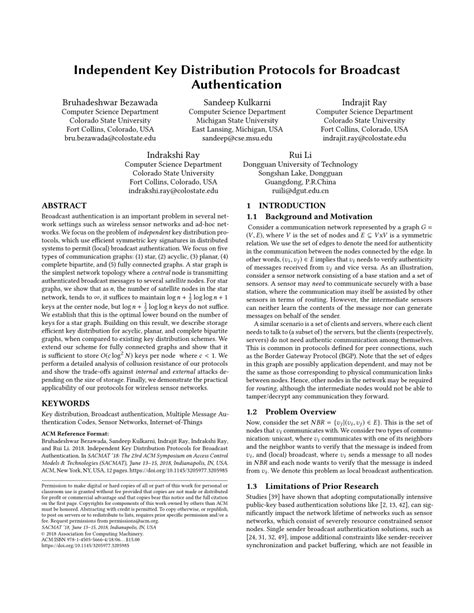 Pdf Independent Key Distribution Protocols For Broadcast Authentication