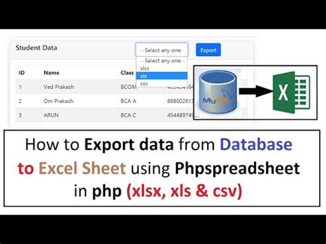 Learn How To Export Data From Database To Excel Sheet Using
