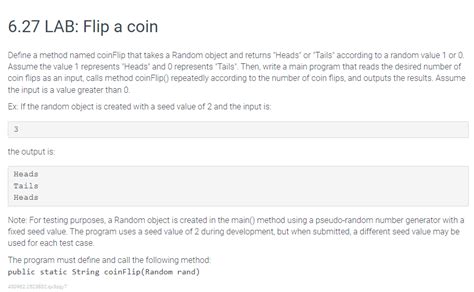Solved Define A Method Named Coinflip That Takes A Random