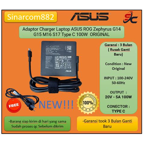 Jual Adaptor Charger Laptop Asus Rog Zephyrus G G M S Type C W Original Shopee