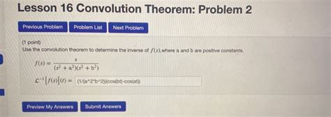 Solved Lesson 16 Convolution Theorem Problem 3 Previous
