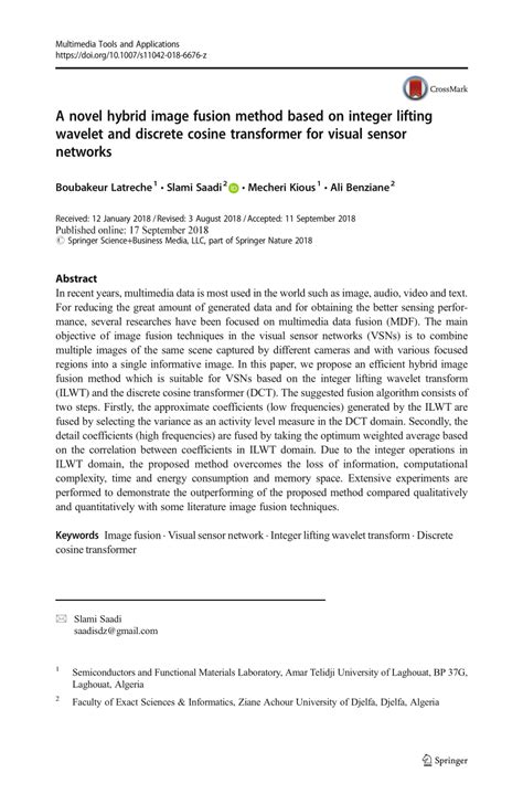 pdf a novel hybrid image fusion method based on integer lifting