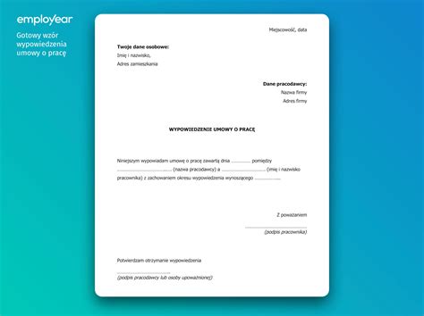 Wypowiedzenie Umowy O Pracę Wzór Do Pobrania Poradnik Przykłady