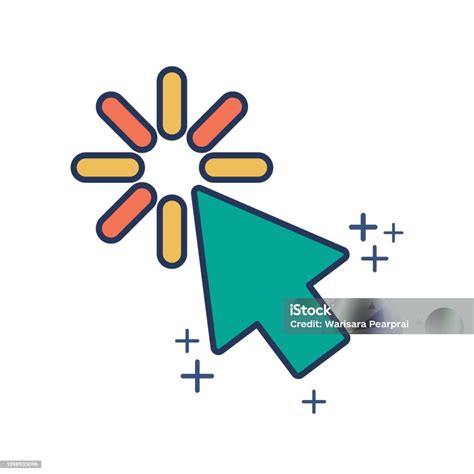 커서 마우스 아이콘 벡터 일러스트 레이 션 글리프 스타일 디자인 색상 및 더하기 기호 흰색 배경에 고립되어 있습니다 가리키기에 대한 스톡 벡터 아트 및 기타 이미지 Istock