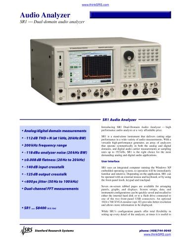 Audio Analyzer Stanford Research Systems Pdf Catalogs Technical
