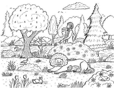 Adam And Eve In The Garden Of Eden Bible Coloring Pag