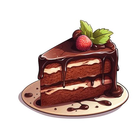 Premium Vector Chocolate Cake Vector Clipart White Background