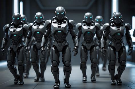 Futuristic Cyborg Warriors Scifi Military Armored Army Premium Ai