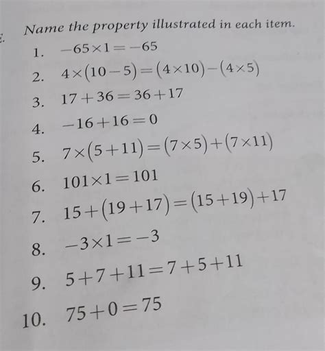 Name The Property Illustrated In Each Item Brainlyph