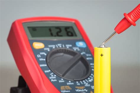 Measuring Battery Voltage With Multimeter Stock Image Image Of Meter Device 29194761