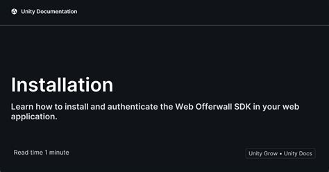 Installation • Unity Grow • Unity Docs Installation • Unity Grow • Unity Docs