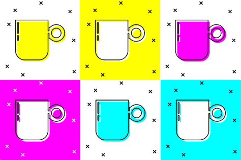 색상 배경에 격리 된 커피 컵 아이콘을 설정합니다 차 컵 뜨거운 음료 커피 벡터 검은색에 대한 스톡 벡터 아트 및 기타 이미지 검은색 경영자 노랑 Istock