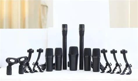 7 Pieces Wired Music Instrument Drum Kit Microphone With Flight Case