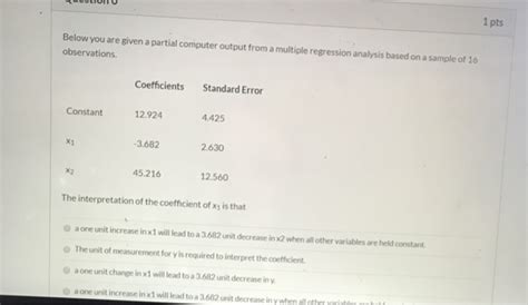 Solved 1 Pts Below You Are Given A Partial Computer Output