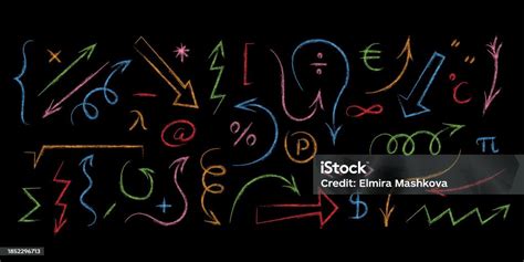 분필 화살표 그룹입니다 손으로 그린 화살표 구두점 수학 기호 낙서 벡터 그림입니다 개체 그룹에 대한 스톡 벡터 아트 및 기타 이미지 개체 그룹 거친 검은색 Istock